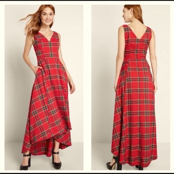 Modcloth | Dresses | Red Plaid Hilow Modcloth X Collectif Maxi Dress ...